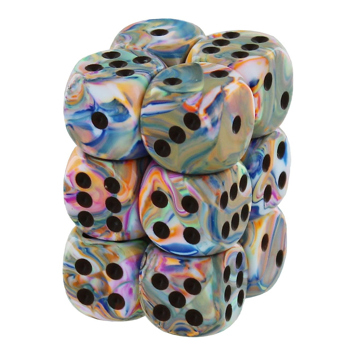 DND Dice Set-Chessex D&D Dice-16mm Festive Vibrant and Brown Plastic Polyhedral Dice Set-Dungeons and Dragons Dice Includes 12 Dice – D6