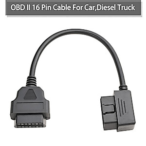 OLLGEN 1ft 30cm OBD-II OBD2 Right Angle 16 Pin Auto Car Male to Female Extension Cable Diagnostic Extender Cord Adapter