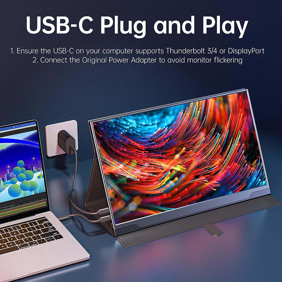 cocopar Portable Monitor - Upgraded 17.3 Inch 1080P FHD IPS HDR 100% sRGB FreeSync USB-C Gaming Monitor with Type-C Mini HDMI for Xbox PS4 Laptop PC Mac Surface, VESA mountable