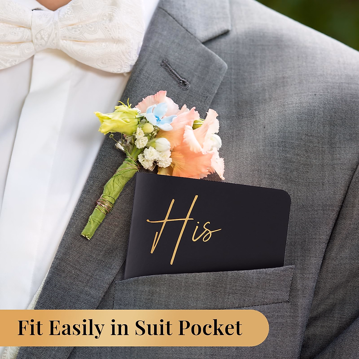 URSUNSHINE Vow Books His and Hers - Wedding Vow Books with Gold Foil Lettering, 5.5" X 4", Plenty Space to Write for Your Vows, Perfect Essentials for Your Wedding Day/Aniversaries - Black & White