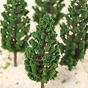 Yetaha 50PCS Model Trees, Trains Scenery DIY Pine Plastic Model Green Trees for OO HO Scale Railroad Landscape Architecture Scenes, 80mm/3.15"