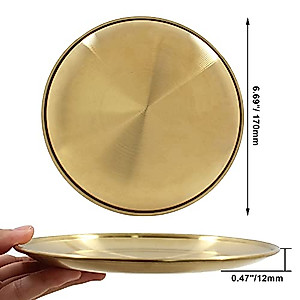 Jiozermi 6.69 Inch Stainless Steel Towel Tray, Serving Tray, Decorative Tray, Storage Tray for Cosmetics Jewelry Fruit Candy, Round, Gold