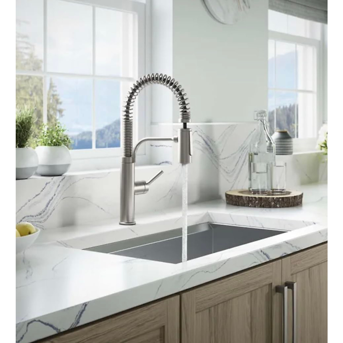 Kohler Provo Semi-Pro Kitchen Faucet with Spiral Spring Neck, Stainless Steel