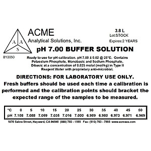 Acme Analytical Solutions pH 7 Buffer Solution, pH Calibration Solution, 2 Gallons, pH Meter Calibration Solution, NIST Traceable Reference Standard, Designed for All pH Meters, 4 x 3.8 Liters