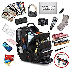 YUSSUE 18.4 Large Laptop Backpack, TSA Approved College High School Backpack - 30% Less Impact - Expandable Travel Bag, red