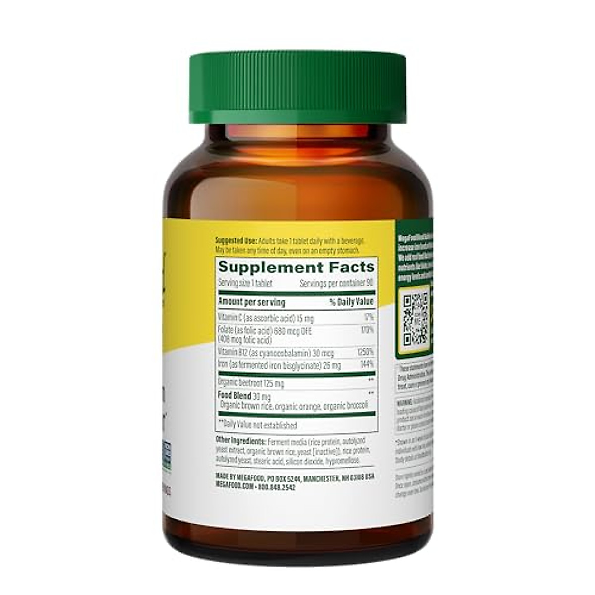 MegaFood Blood Builder - Iron Supplement Clinically Shown to Increase Iron Levels without Side Effects - Iron Supplement for Women with Vitamin C, Vitamin B12 and Folic Acid - Vegan - 90 Tabs