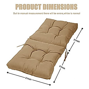 SEAHOME Waterproof Outdoor Seat Back Chair Cushion, Spring/Summer Seasonal All Weather Replacement Cushions, Tufted Pillow Rocking Chair Cushion Indoor,High Back Cushion with Ties (Khaki)