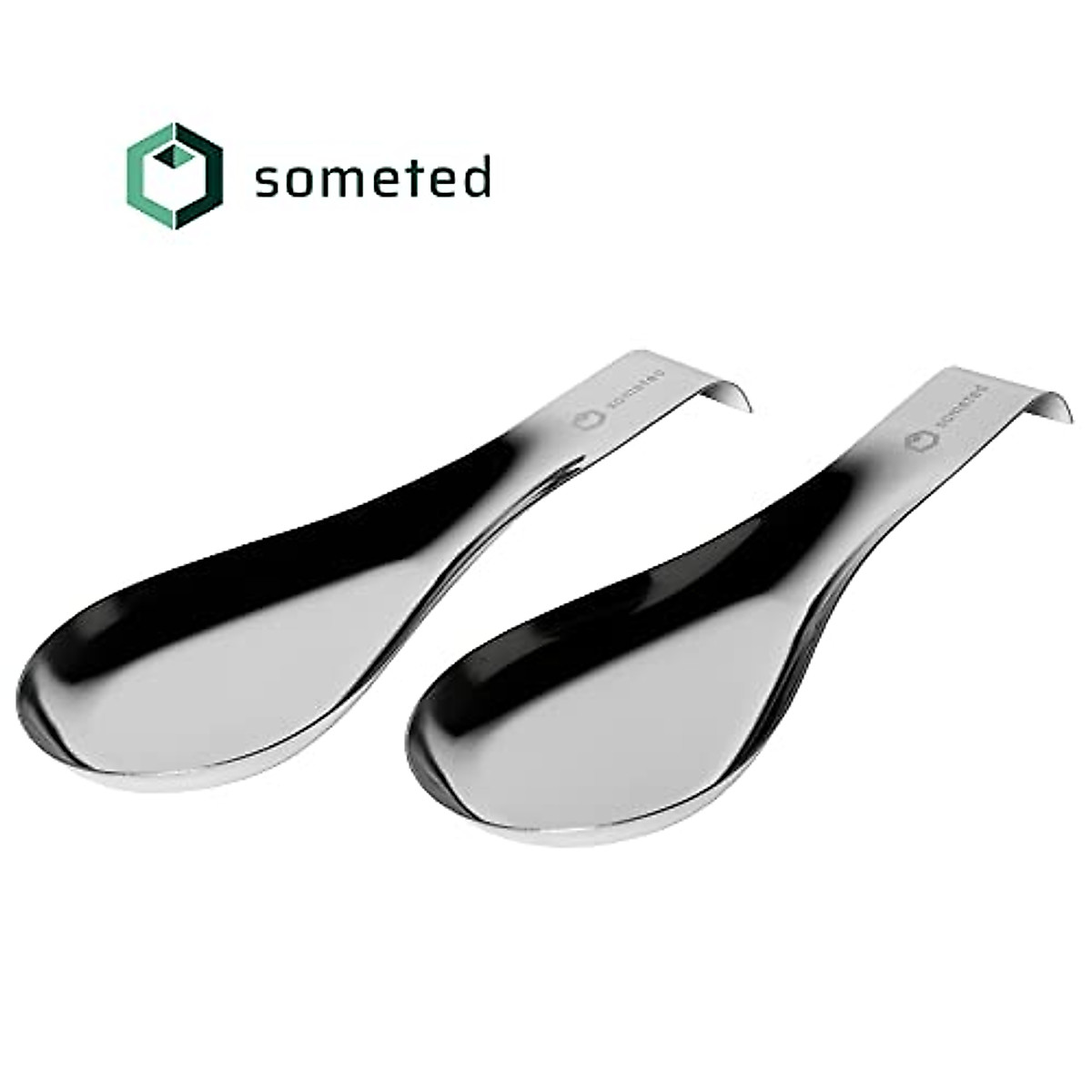 Large Stainless Steel Spoon Rest-Metal Spoon Rest Set of 2- Ladle Rest Utensil for Kitchen Counter-Silver Spoon Rest-Spatula Ladle Holder-Spoon Holder for Stove Top-Serving Cooking Modern