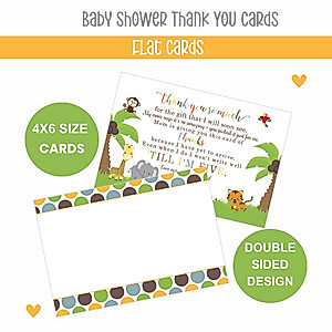 Paper Clever Party 25 Jungle Baby Thank You Cards Pack – Cute Baby Shower Notes with Envelopes, Prefilled Message, Customizable Blank Stationery, Gender Neutral, New Parents Gift Ideas