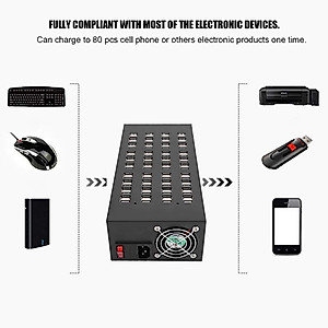 Bewinner USB Charging Port Hub, 80 Ports High Power Quick Charger USB Hub Charging Station,Built-in Supply MR,Built-in Intelligent Multiple Safety Protections,Perfect for Hotels,Factory,Schools(US)