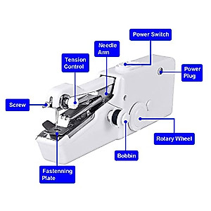 Handheld Sewing Machine, Mini Portable Sewing Machine, Quick Stitching Sewing Machine Suitable for Clothes, Fabrics, DIY Home Travel