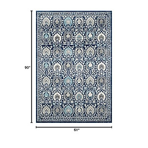 SAFAVIEH Evoke Collection 5'1" x 7'6" Blue/Ivory EVK251C Boho Non-Shedding Living Room Bedroom Area Rug