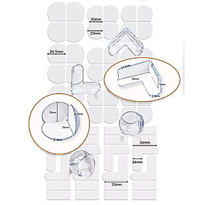 24 Pcs Table Corner Protector Baby Safety, Includes 12 Pcs Thickened L-Shaped Baby Proofing Corner Guards and 12 Pcs Spherical Corner Bumpers for Furniture