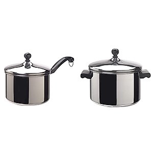 Farberware Classic Stainless Steel Sauce Pan/Saucepan with Lid, 3 Quart, Silver & Classic Stainless Steel 4-Quart Covered Saucepot - - Silver