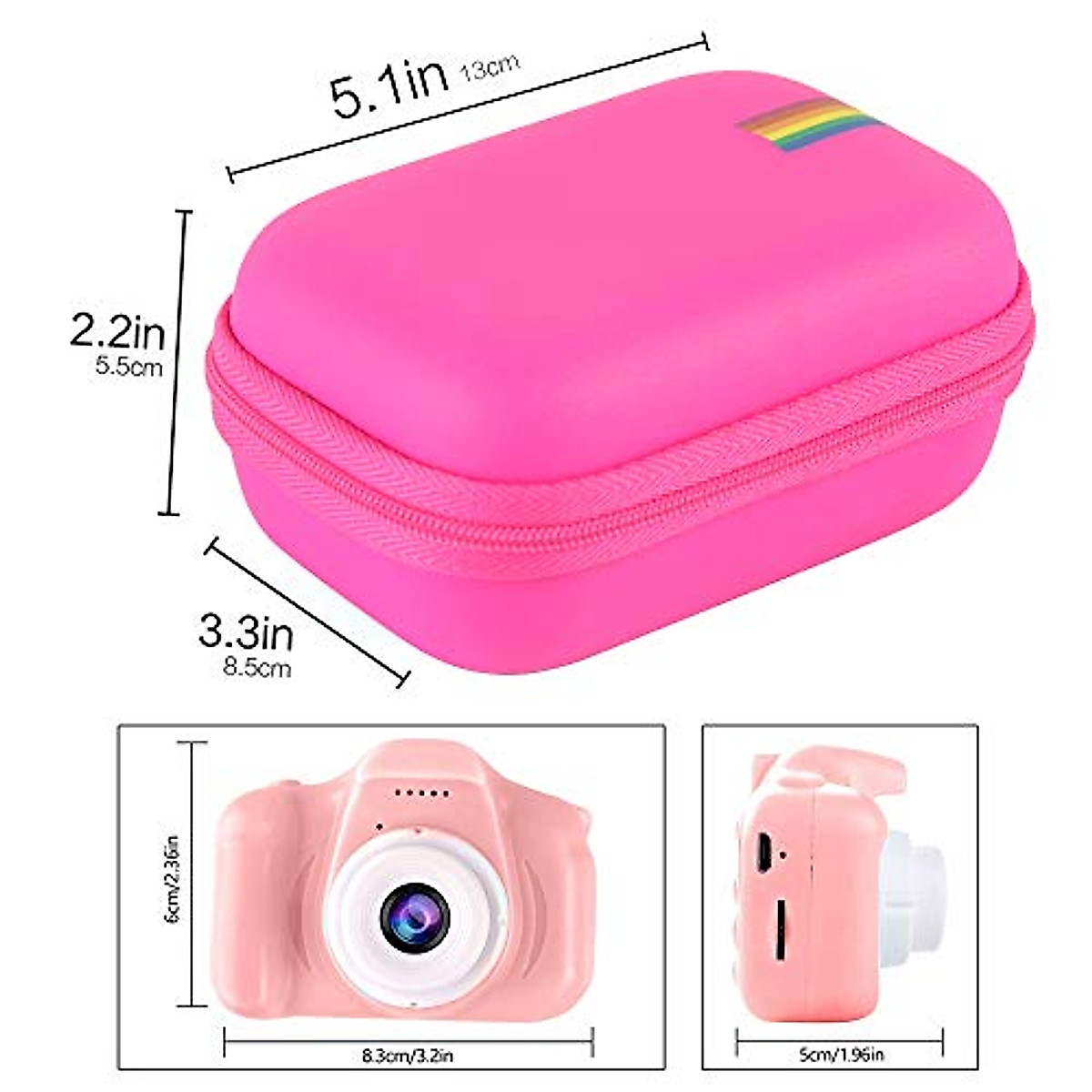 Leayjeen Kids Camera Case Compatible with Seckton/GKTZ/OZMI/PROGRACE/Dylanto/Rindol/VATENIC/Nine Cube/hyleton and More Kid Digital Camera Toys Gifts and Accessories (Case Only)