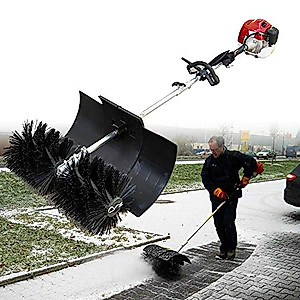 52CC 2.3HP Street Sweeper Walk Behind Hand Held Gas Power Snow Sweeper Power Brush Sweeper Broom Driveway Garden Leaf Lawn Collector Leaf Collector
