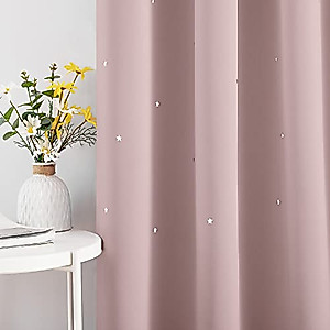 NICETOWN Star Blackout Curtains for Kids Rooms Girl Princess Curtain for Daughter Bedroom Window Nursery Girls Room Drapes for Windows (Light Pink, W42 X L63, 1 Panel)