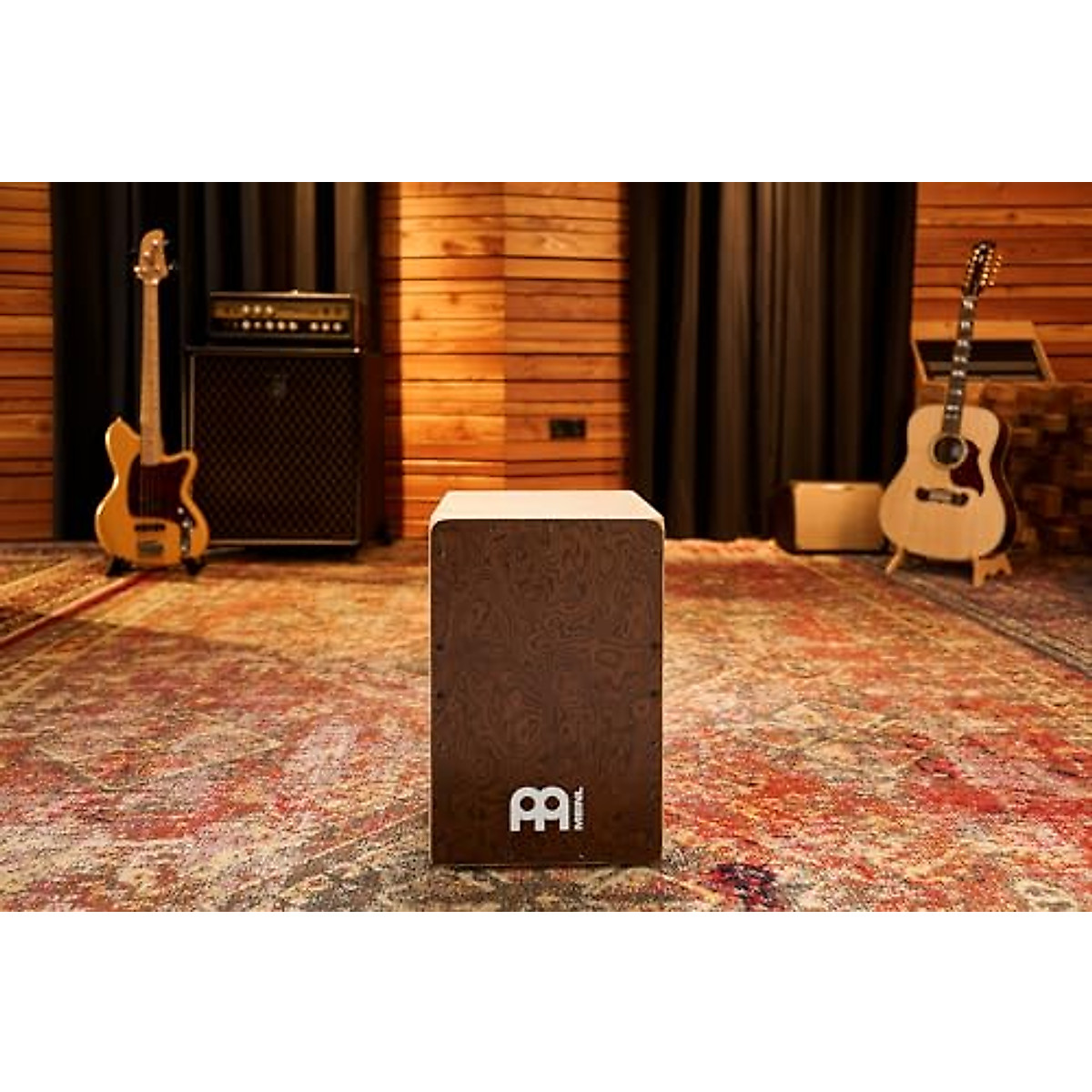 Meinl Percussion Snarecraft Cajon Box Drum with Internal Snares and Bass Tone for Acoustic Music — Made in Europe — Play with Your Hands, Baltic Birch, 2-Year Warranty, Burl Wood (SC80BW)