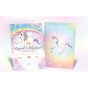 Your Main Event Prints Unicorn Birthday Invitation - Unicorn Party Invite - 20 Fill-In Style Invitations - Envelopes Not Included