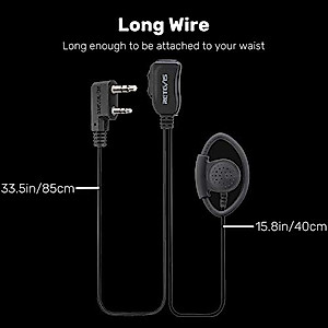 Retevis RT22 Adjustable Soft Earhook Walkie Talkie Earpiece with Mic, Compatible RT22 RT21 RT68 RT22S H-777S RB39 Baofeng UV-5R pxton Walkie-Talkie, 2 Pin 2 Way Radio Earpiece(2 Pack)