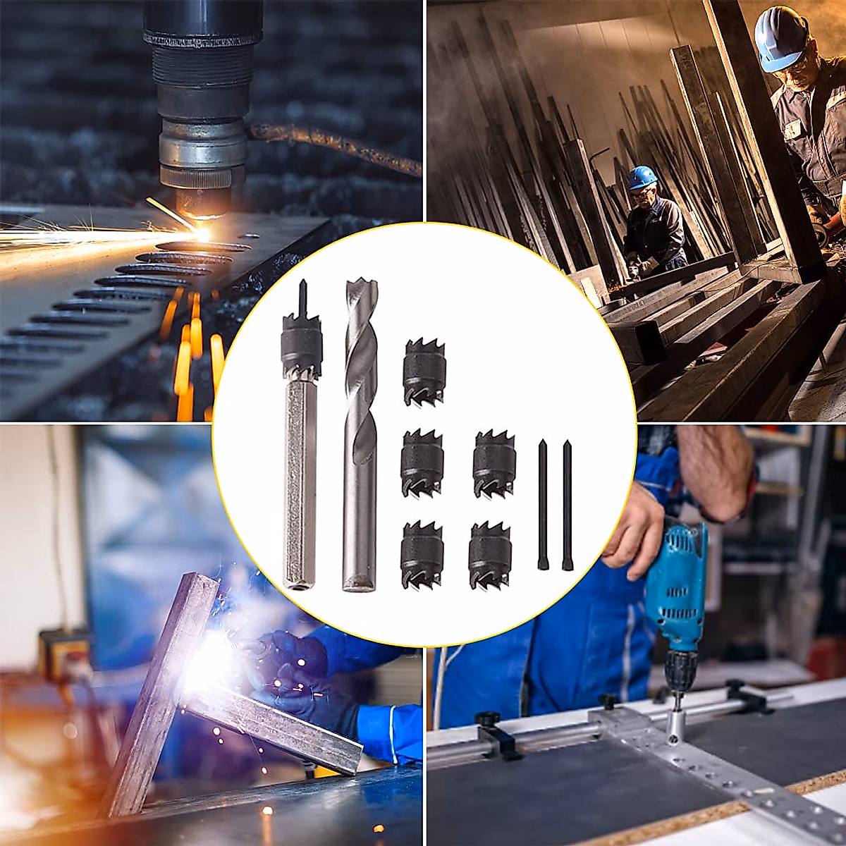 Spot Welder Cutter Set, 3/8" Spot Weld Drill Bits Sheets Metal Hole Cutter Remover Double Sided for Power Drill Spot Welding