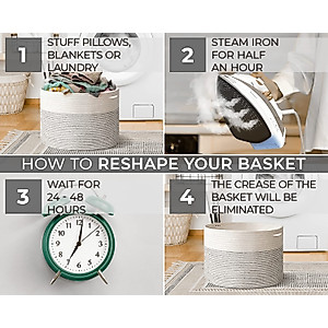 HOMYAM Throw Blanket Basket for Living Room | XXXLarge Rope Basket for Storage | Large Woven Basket for Storage | Pillow Basket & Blanket Holder for Bedroom | Woven Laundry Hamper Basket - 22" x 14"