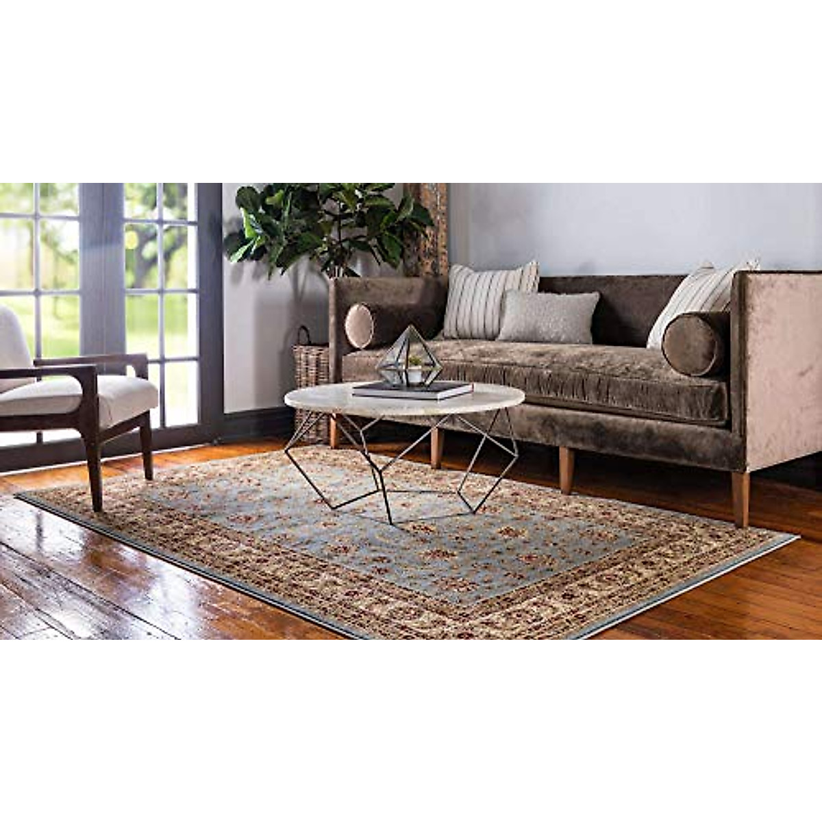 Unique Loom Voyage Collection Traditional Oriental Classic Intricate Design Area Rug, 3' 3" x 5' 3" Rectangle, Light Blue/Cream
