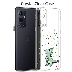 Unov Case Compatible with OnePlus 9 Pro 5G Clear with Design Soft TPU Shock Absorption Slim Embossed Pattern Protective Back Cover OnePlus 9 Pro 5G Case 6.7 inch (Rainbow Dinosaur)