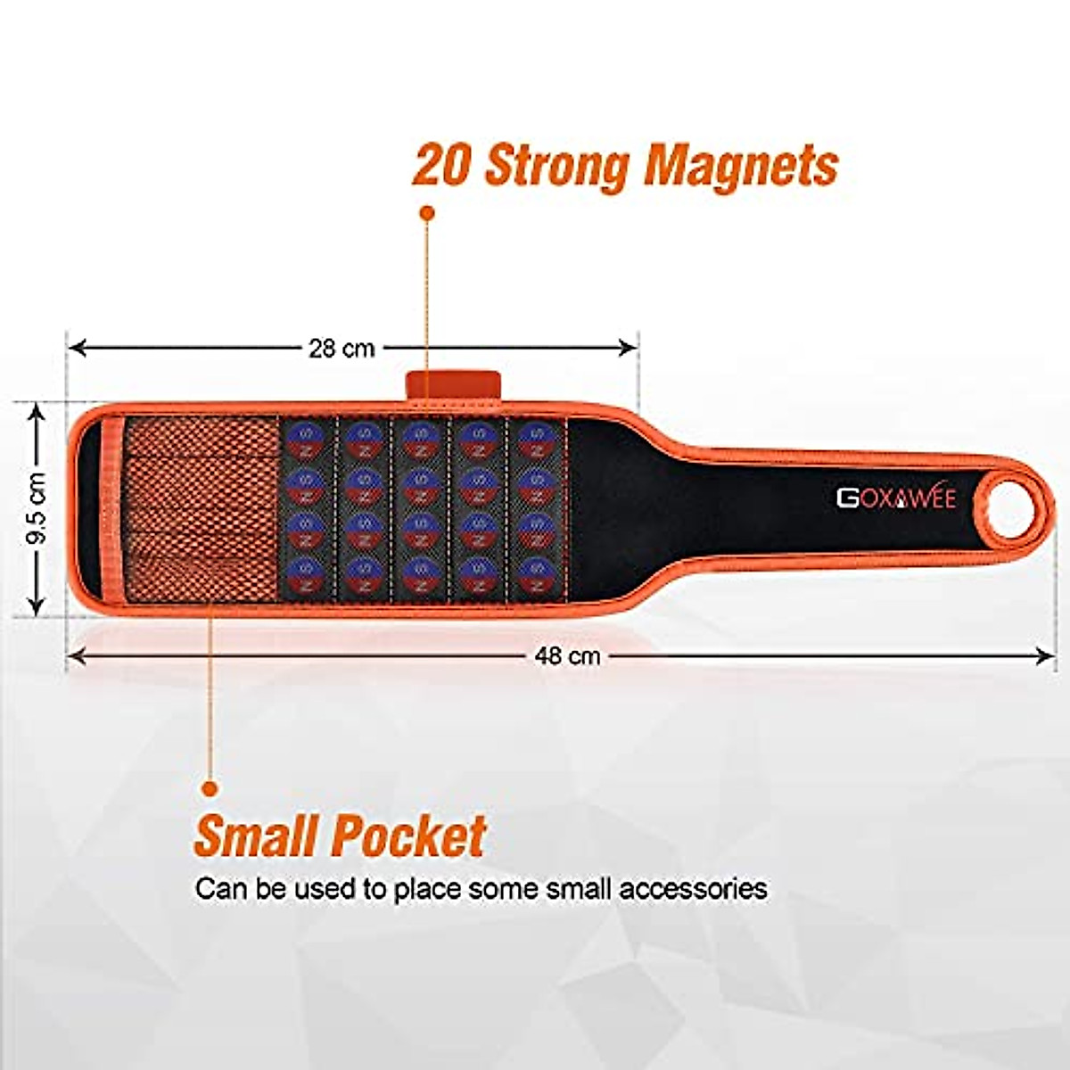 Magnetic Wristband, GOXAWEE with 20 Strong Magnets for Holding Screws, Nails, Drill Bits (Orange) | Stocking Stuffer for Men