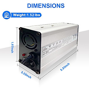 43.8V 2.5A Charger 36V LiFePO4 Battery Smart Charger 12S Aluminum Shell with Fan Battery Pack Charger Input 100VAC-240VAC with Alligator Clips