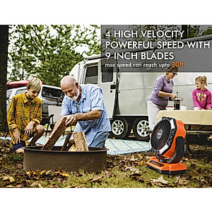 40000mAh Battery Operated Camping Fan, Rechargeable High Velocity Floor Fan, Auto Oscillation Remote Control Timer - Cordless Outdoor Fan for Car Travel RV Camp Garage Patio Hurricane Emergency