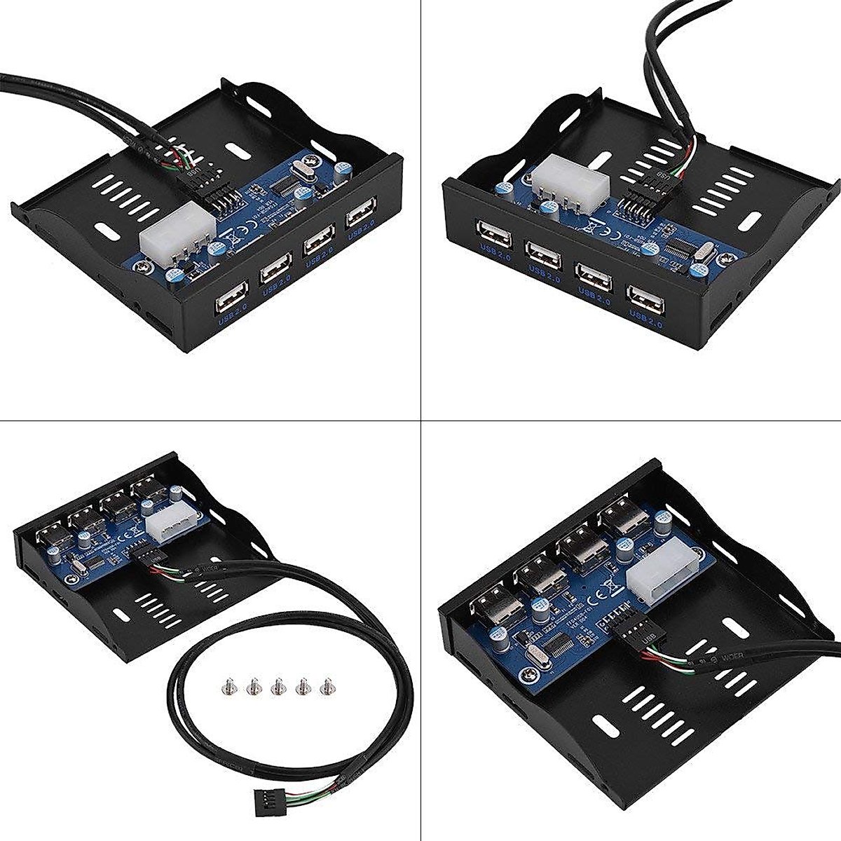 Limouyin Floppy Front Panel 3.5'' 4 Port USB2.0 HUB Floppy Front Panel 9 Pin to 4 Interface USB 2.0 HUB for Computer PC