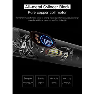 SAOSHYPEI Portable Air Compressor, 150PSI Cordless Tire Inflator with LCD Screen, Digital Tire Pressure Gauge, Suitable for Cars, Motorcycles, Bicycles (Black)