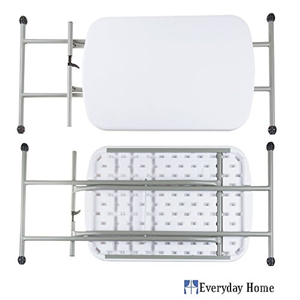 Everyday Home Folding Table - Lightweight Portable Folding Desk - Small Plastic Table for TV Tray, Playing Cards, and Craft Room (White)