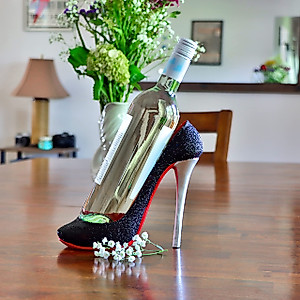 KitchInnovations High Heel Wine Bottle Holder - Four Attactive Style Variations Available (Black)