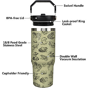 ysnifeiw 30oz Frog Tumbler with Handle and Straw, Stainless Steel Insulated Frog Cup with Top Handle and Lid, Frog Coofee Mug Gifts for Women Men
