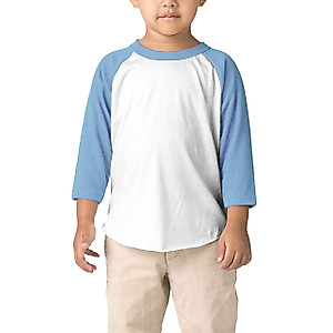 Hat and Beyond Infant Raglan 3/4 Sleeves Baseball Tee (24M, (Baby) 5bh03_White/Carolina_Blue)
