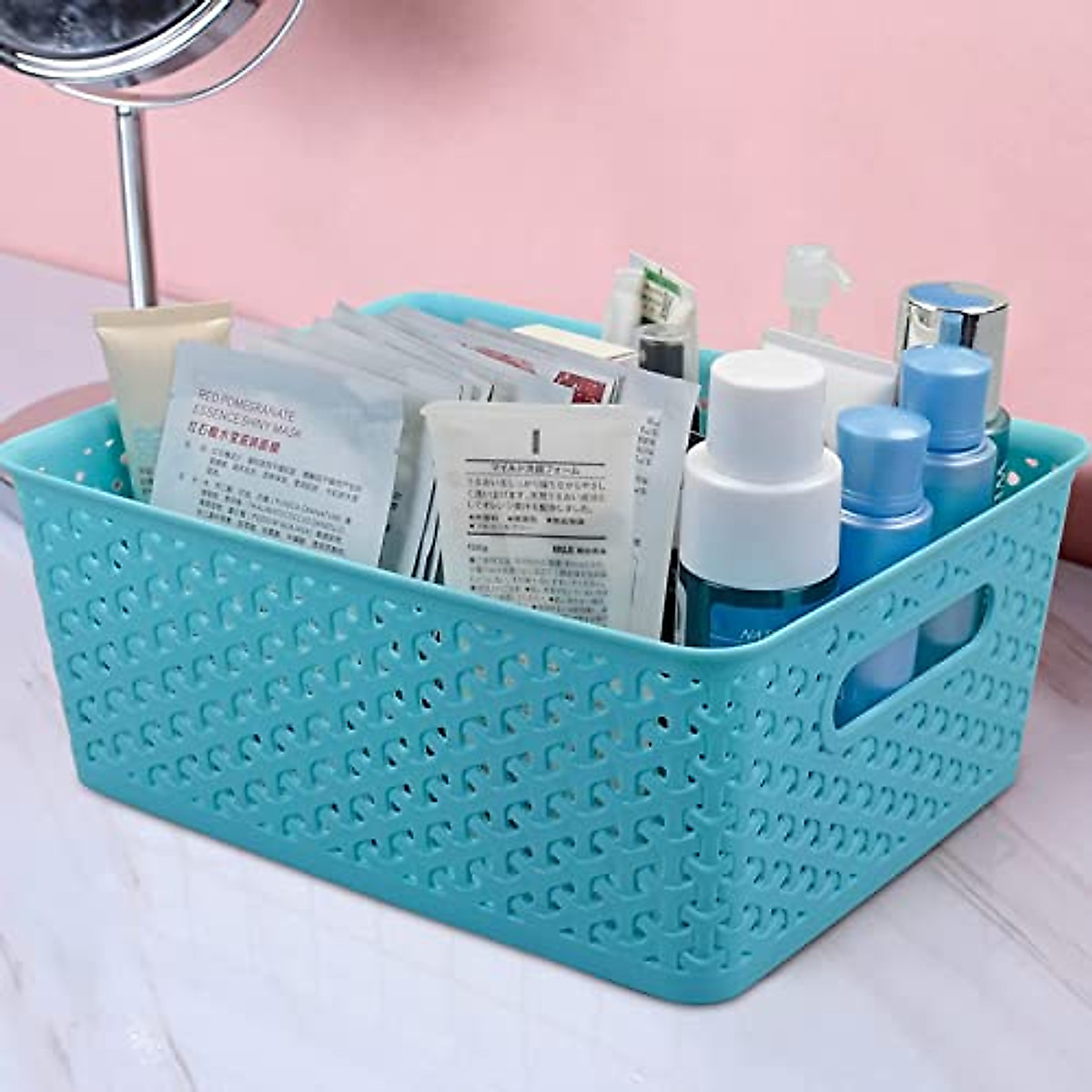 Anbers Plastic Storage Baskets for Organizing, Classroom Baskets, Set of 4