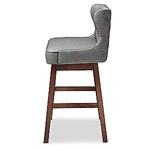 Baxton Studio Gradisca Modern and Contemporary Grey Fabric Button-tufted Upholstered Bar Bench Banquette