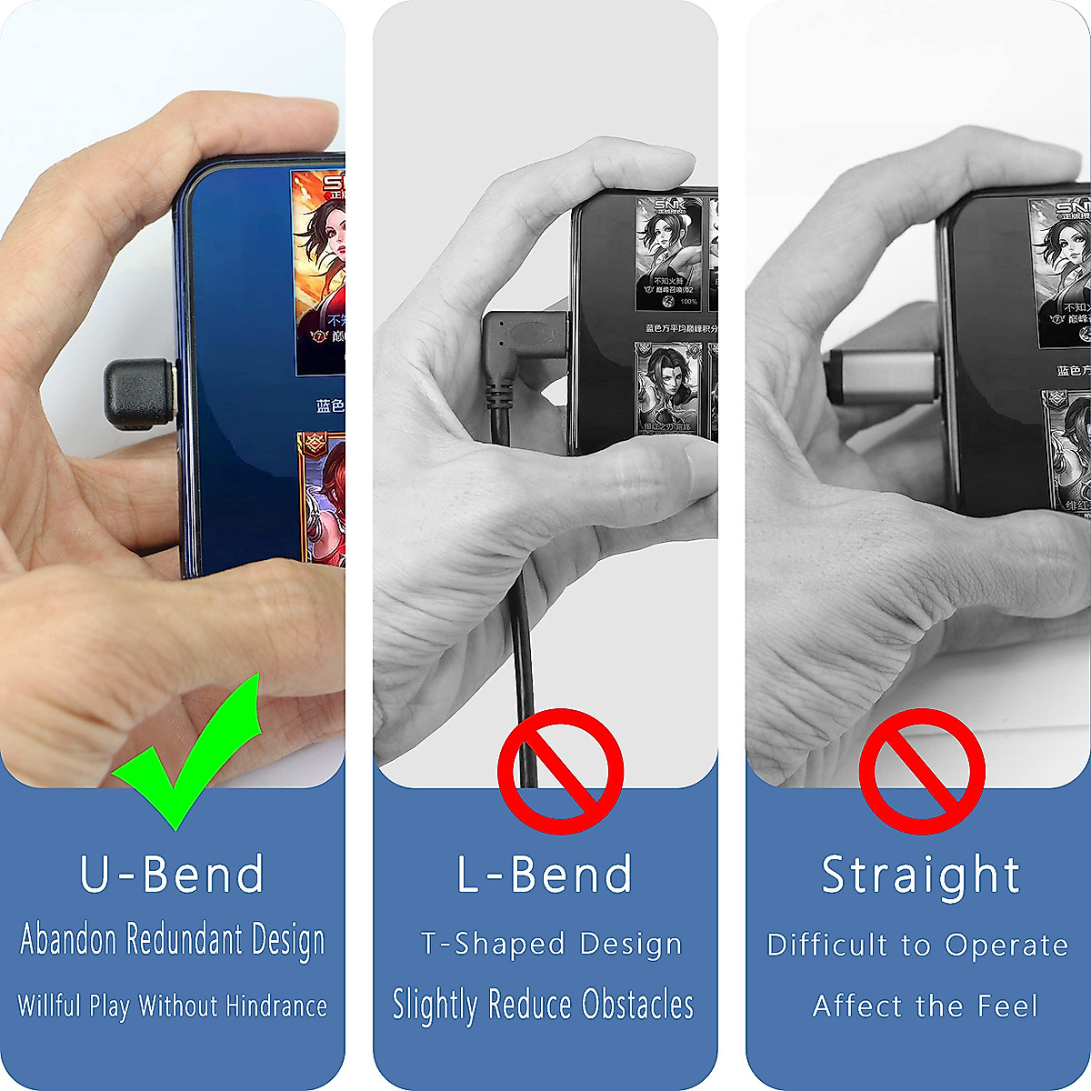 GELRHONR Micro USB Cable U Shape,180 Degree Angle USB 5 Pin Nylon Braided Fast Data Sync Charging Cord USB A to USB B Fast Charger Wire for Most Micro USB Devices - Black 4.9Ft/1.5M