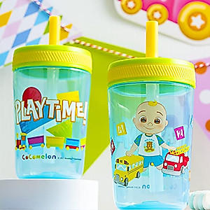 Zak Designs 15oz Cocomelon Kelso Tumbler Set, Leak-Proof Screw-On Lid with Straw Made of Durable Plastic and Silicone, Perfect Bundle for Kids, 1 Count (Pack of 1)