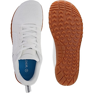 WHITIN Men's Extra Wide Width Barefoot Minimalist Shoes Zero Drop Trail Running Hiking Sneaker Cross Training Walking Gym Workout Lifting White Gum 44