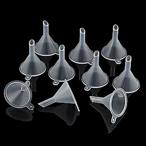 Bluelans 10pcs Small Clear Plastic Mini Funnels for Bottle Filling, Perfumes, Essential Oils, Science Laboratory Chemicals, Arts & Crafts Supplies Clear