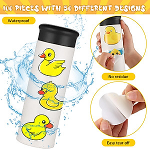 Libima 100 Pcs Yellow Duck Stickers Cute Duck Decal for Water Bottles Waterproof Bottles Sticker for Kids Teen Laptop Luggage Skateboard Fringe Phone