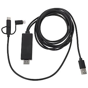 UKCOCO 1M 3 in 1 USB Female to HDMI Male Charger Cable Splitter Adapter Converter with USB Power for Windows and Android Data Transfer (Black)