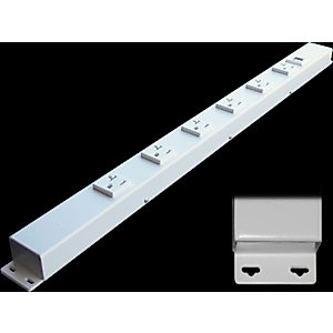 24” Hardwired Power Strip (NO Power Cord), 6 (NEMA 5-20R) Vertical Outlets (NOT Tamper Resistant), with Ears (mounting tabs on Both Ends), 20 Amp, USB, White