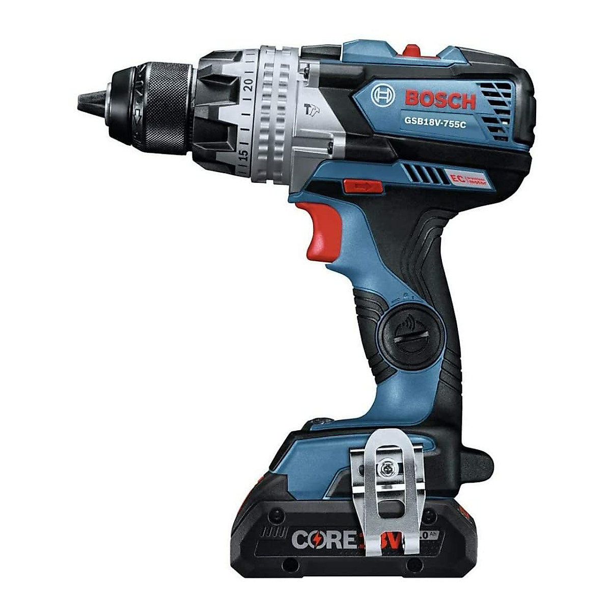 Bosch GSB18V-755CB25-RT 18V Brute Tough Connected-Ready EC Brushless Lithium-Ion 1/2 in. Cordless Hammer Drill Driver Kit with 2 Batteries (4 Ah) (Renewed)