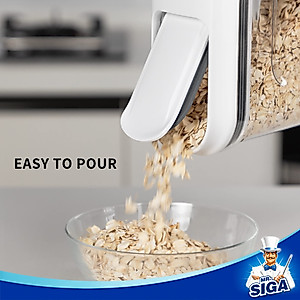 MR.SIGA 2 Pack Airtight Cereal Dispenser Set, Cereal Containers Storage Dispenser, BPA Free, 1.3 L / 1.37qt, Medium, White