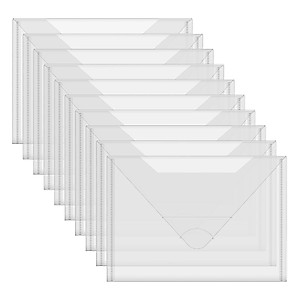 Briartw 10 PACK Storage Bag,Resealable Plastic Envelopes Pockets for Cutting Dies Stencil Crafts Organizer Holder,7x10"Clear Storage Envelopes for Clear Stamp,Die Cuts,scrapbook Paper