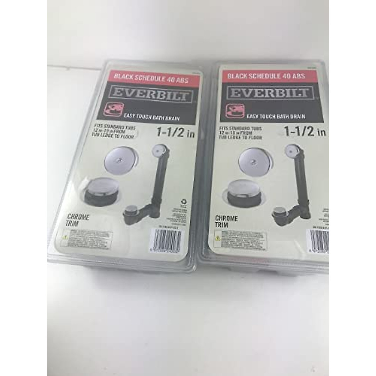 Everbilt Easy Touch 1-1/2 in. White Poly Pipe Bath Waste and Overflow Drain in Chrome